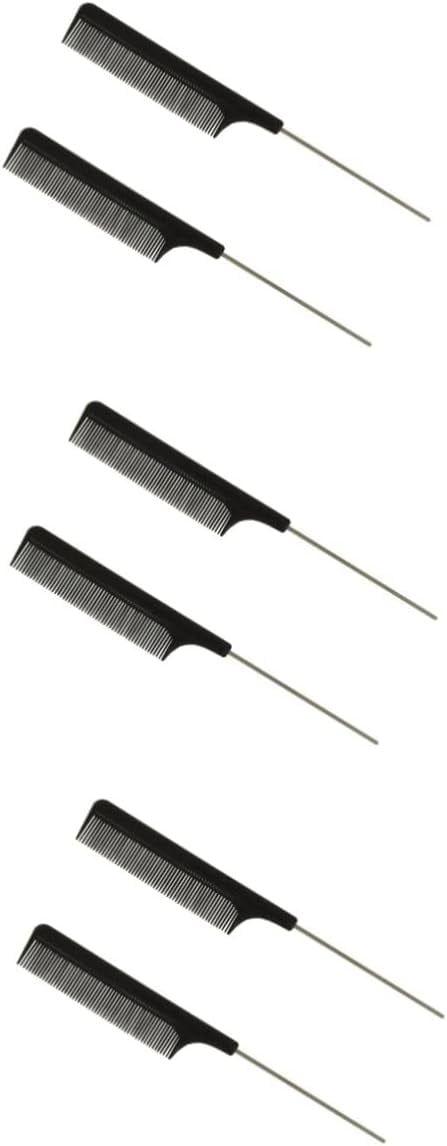 6 pcs hair teasing comb rat tail fiber hair comb double comb long ...