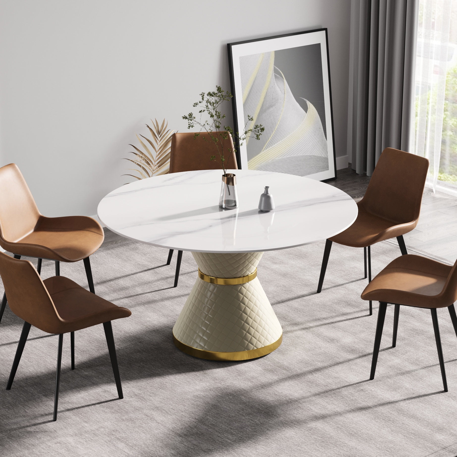 6 - person Round Dining Set | Ideal for Family Gatherings | Sintered ...