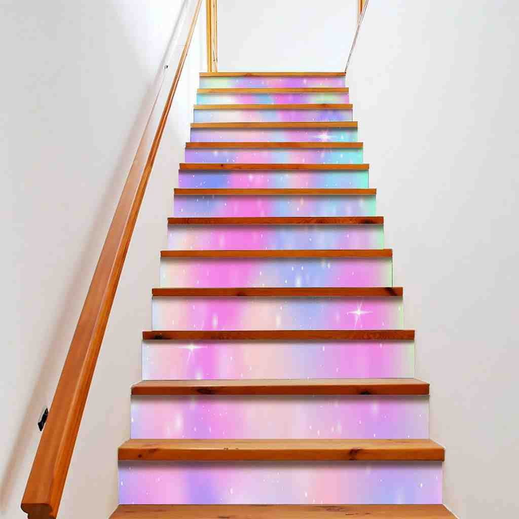 6 piece /13 piece set of shiny Stair stickers Colorful self-adhesive ...