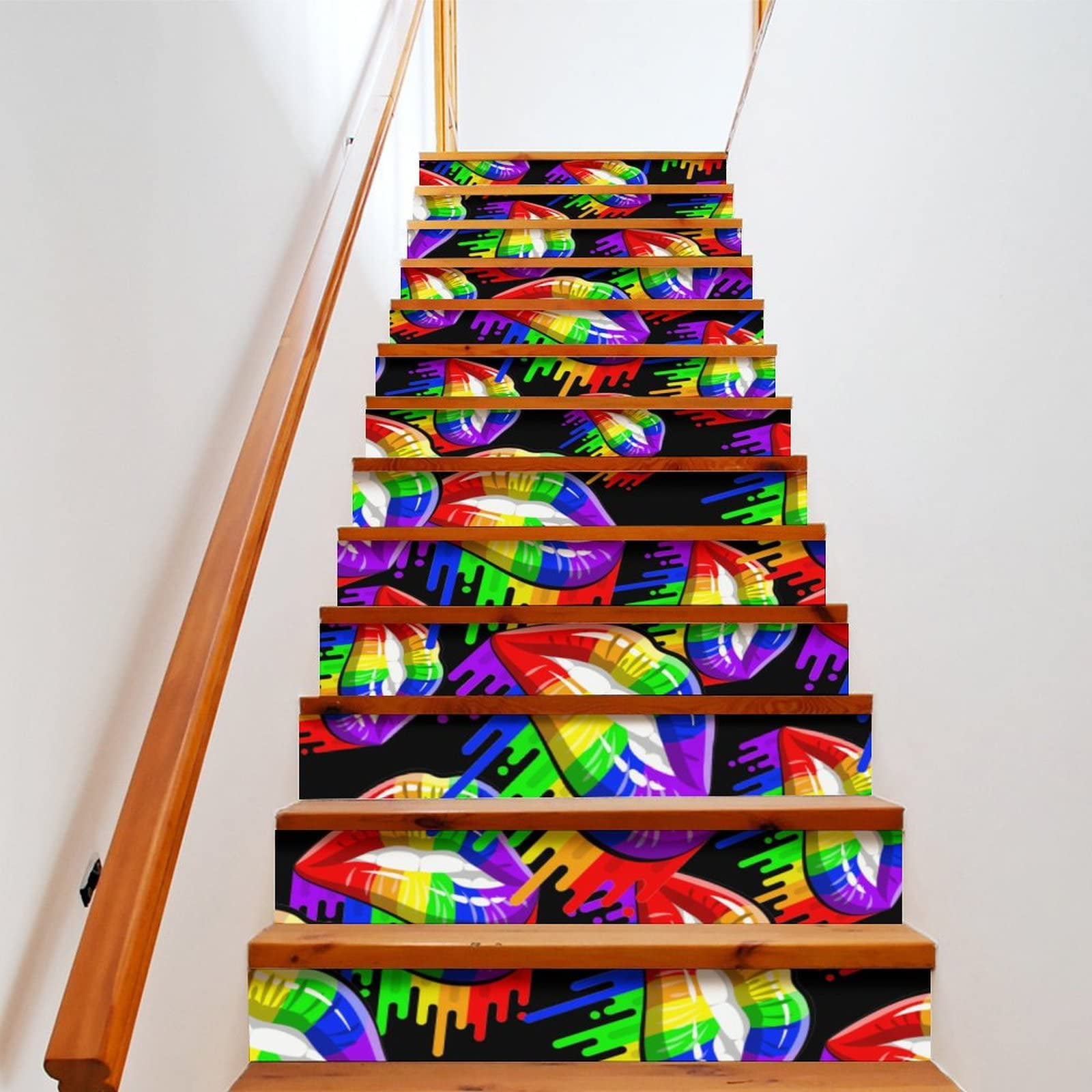 6 piece /13 piece set of shiny Stair stickers Colorful self-adhesive ...