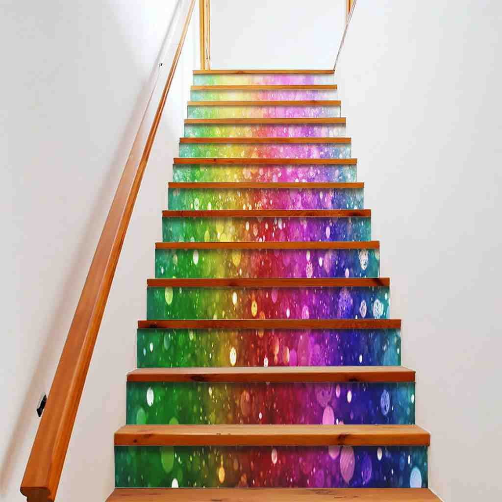 6 piece /13 piece set of shiny Stair stickers Colorful self-adhesive ...