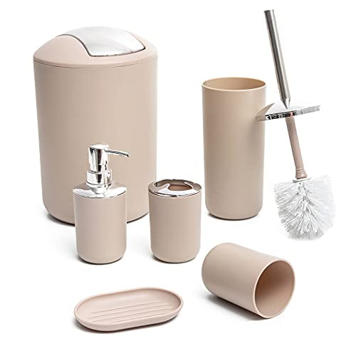6-piece Bathroom Accessories Set Beige - Walmart.com