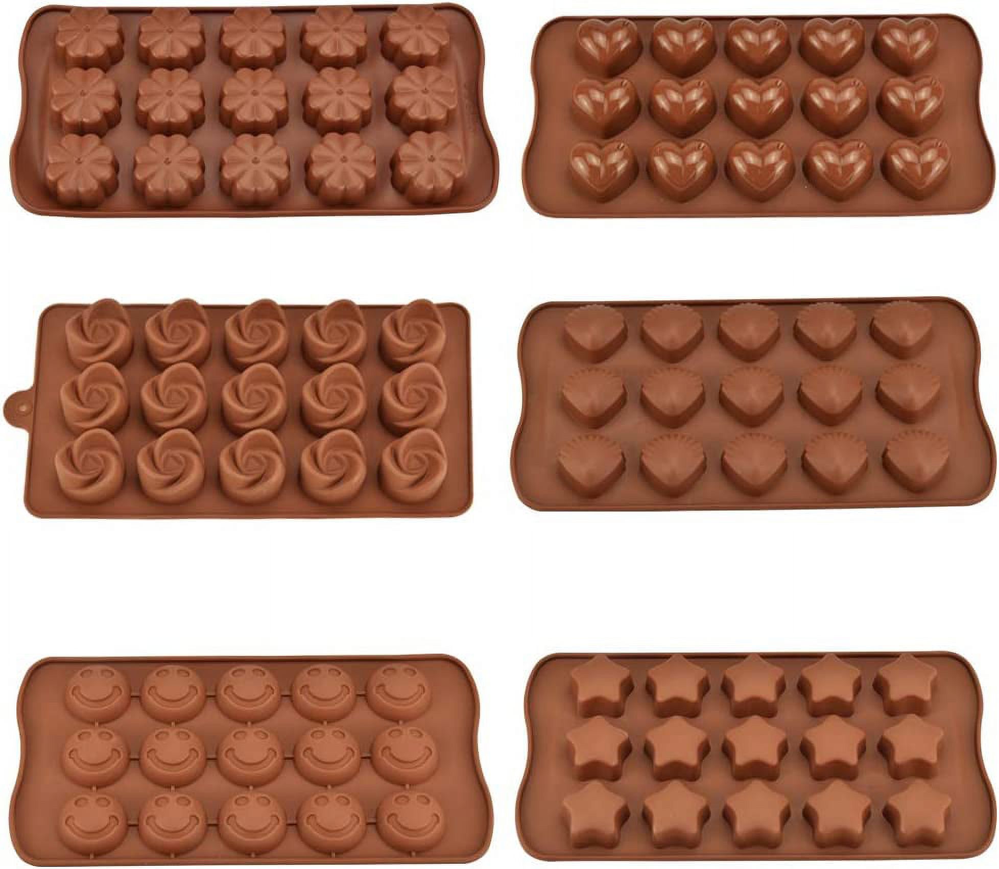 6 piece chocolate mold with 15 cavities silicone praline molds candy ...