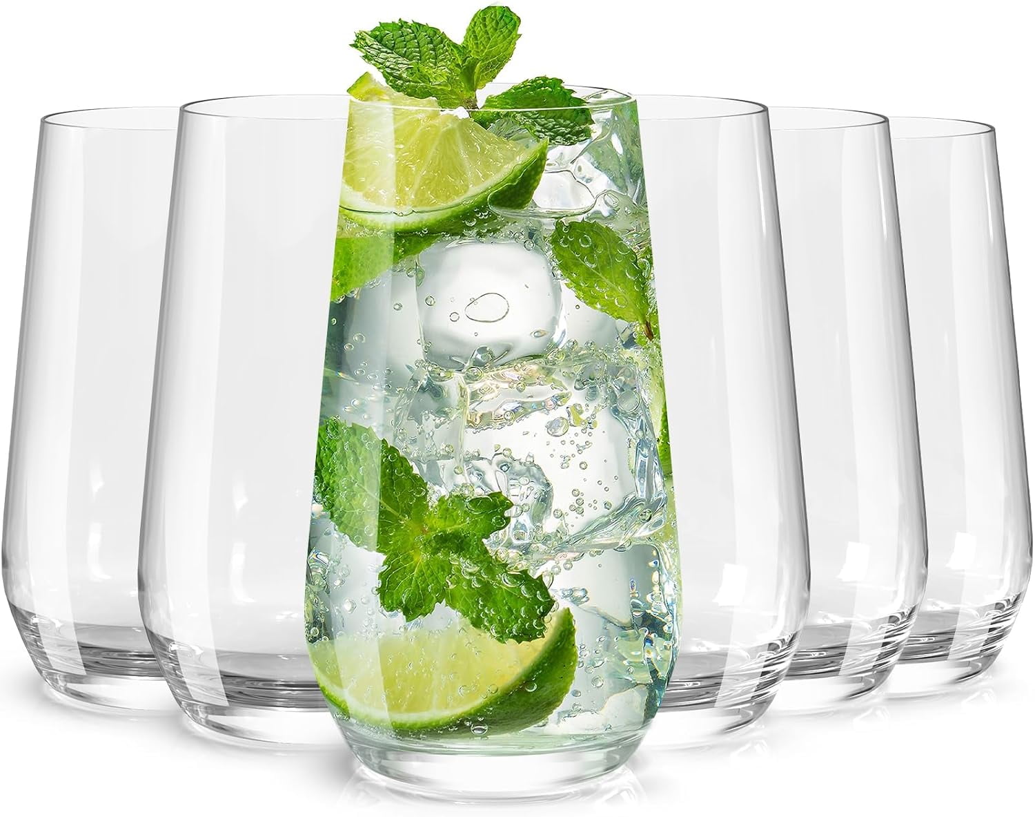 6-piece drinking cup set, 16.4-ounce crystal water cup, tall glass cup ...