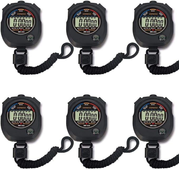 6-piece multifunctional electronic digital sports stopwatch timer with ...