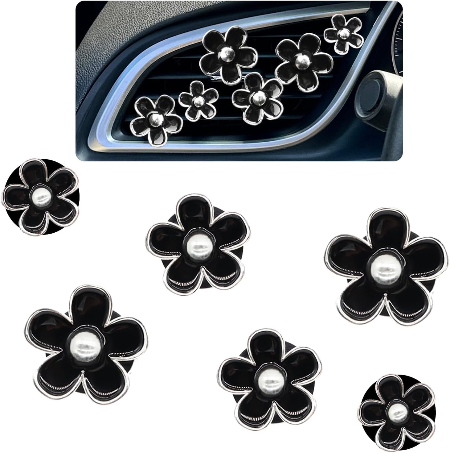 6-piece set of flower car air freshener vent clips, women's sunflower ...