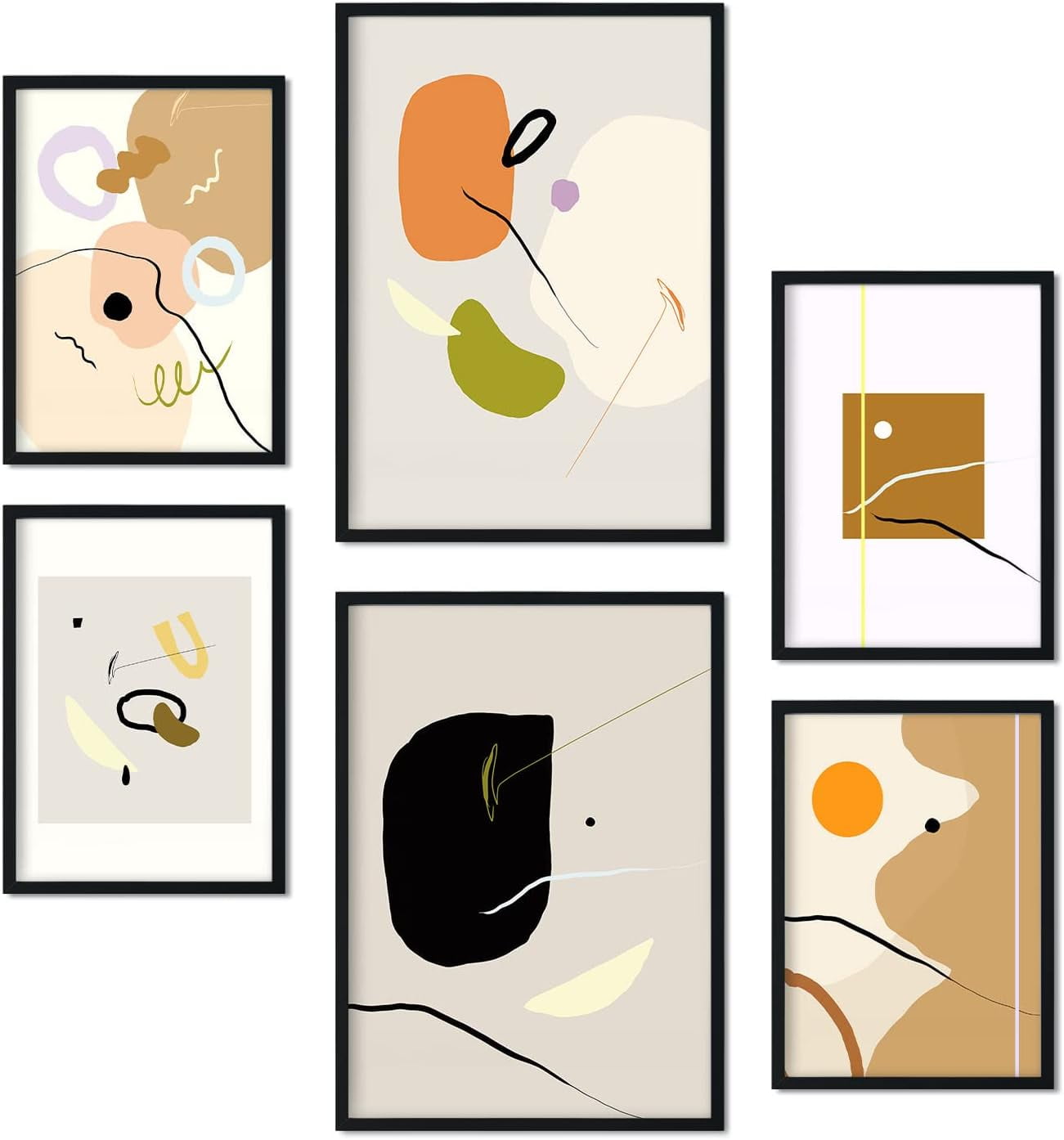 6-piece set of minimalist posters, collection of collage boards, home ...