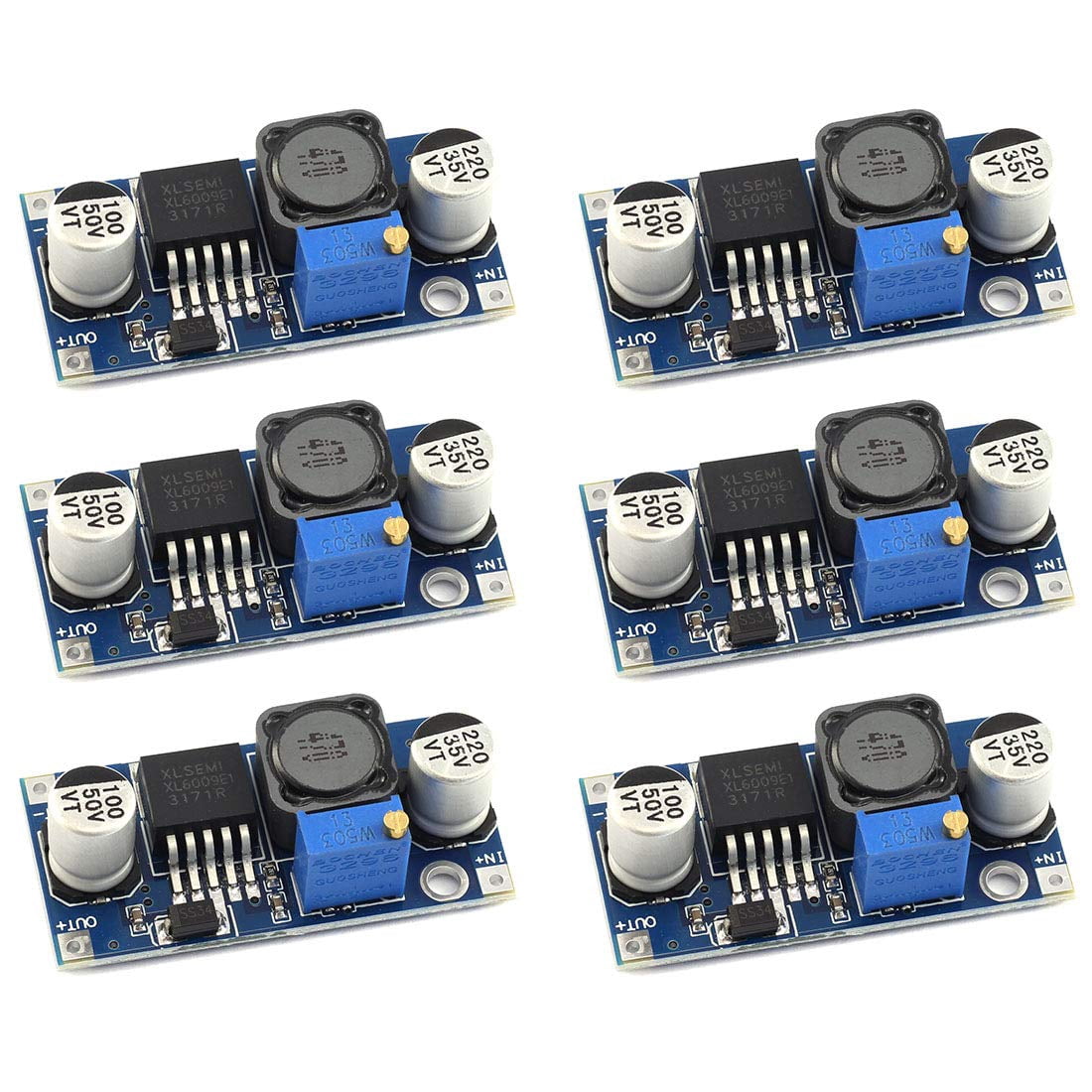 6 pieces 6009 - boost converter module 3-32 to 5-35 4 adjustable boost ...