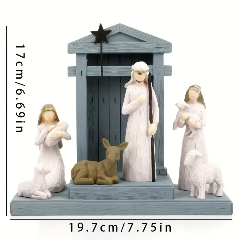 6 pieces Nativity set birthplace hand drawn willow tree figure statues ...