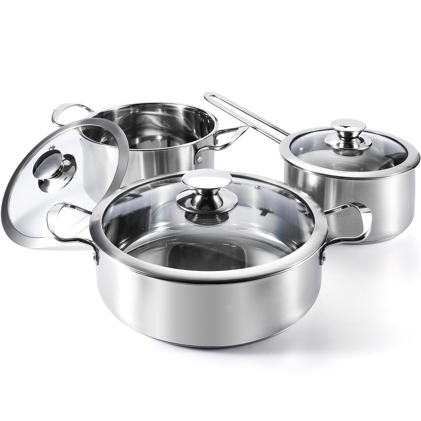 6 pieces Stainless Steel Pots Set, Non-stick, Suitable for Induction ...