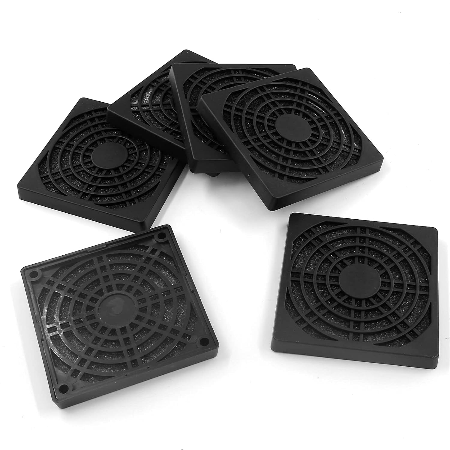 6 pieces black cooling fan filter 80mm square plastic shell fan filter ...
