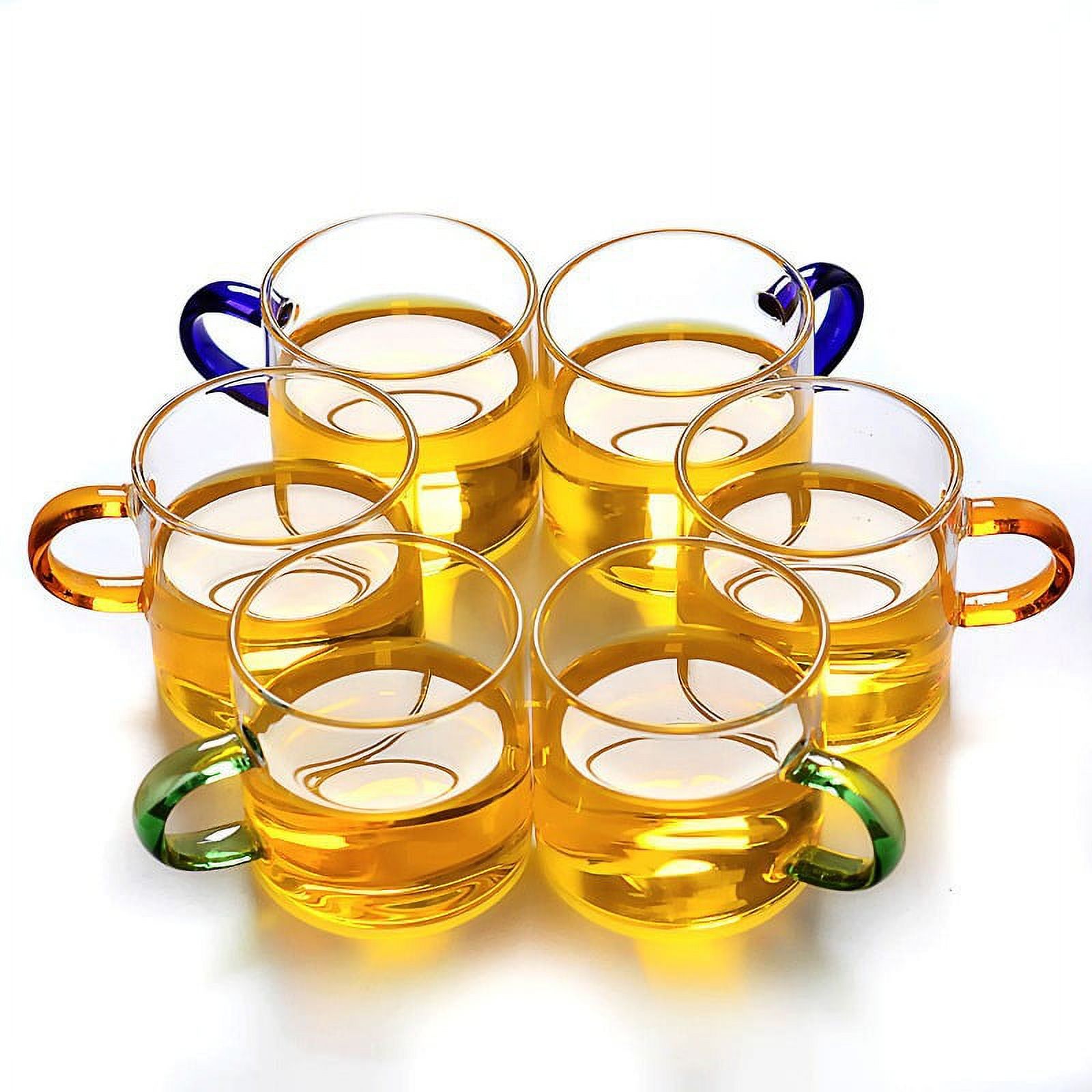 6 pieces, heat-resistant glass tea cups, colorful handle cup, tea ware ...