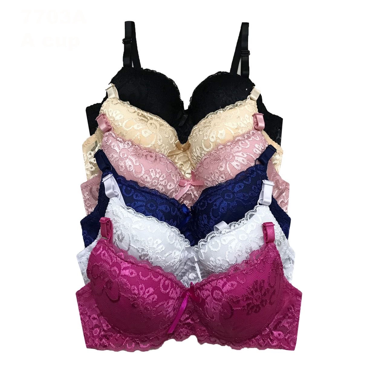 6 pieces of Pushup Underwired Lace Lady's Gentle Push Up Bra A B C Cup 32A (7703-51LE1 ...