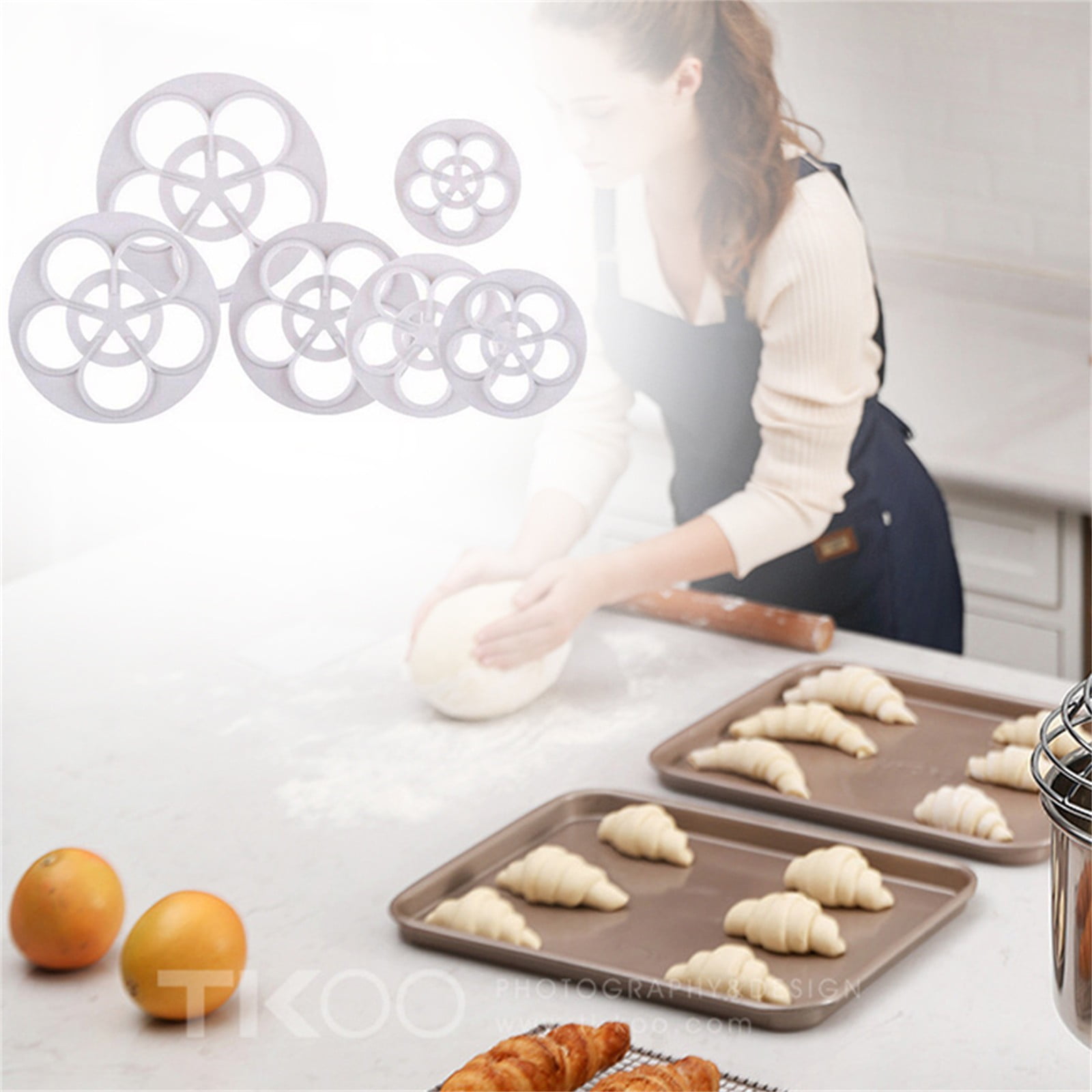 6 pieces of rose petal cake molds Rose Flower Cutters Set Gumpaste ...