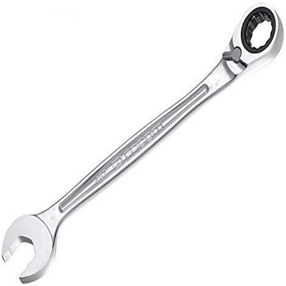6-point Box End Ratcheting Wrench, Satin Chrome, with Recovery Angle at ...