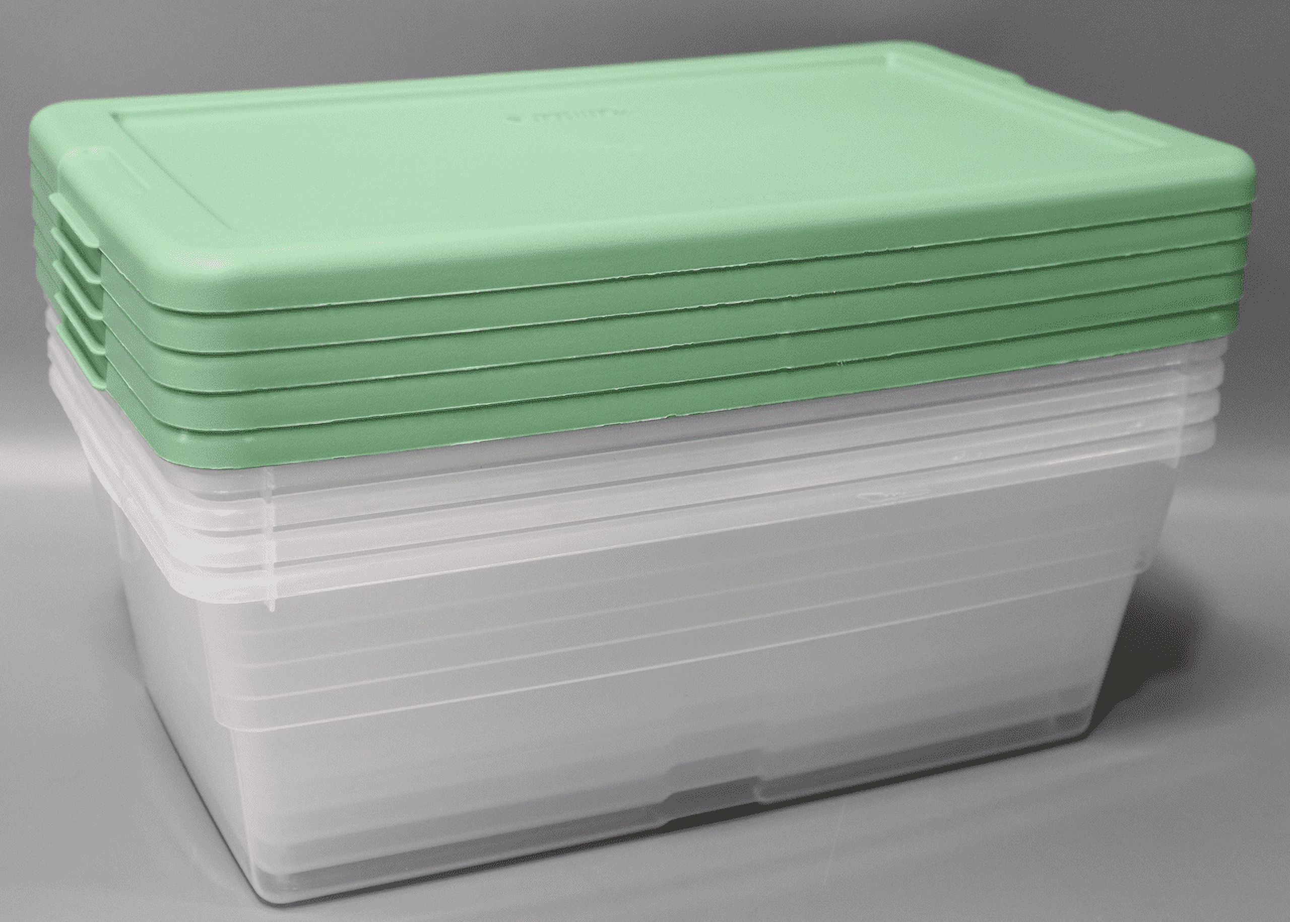 Sterilite Stackable 6 Qt Storage Tote Box Container, Crisp Green (5 ...