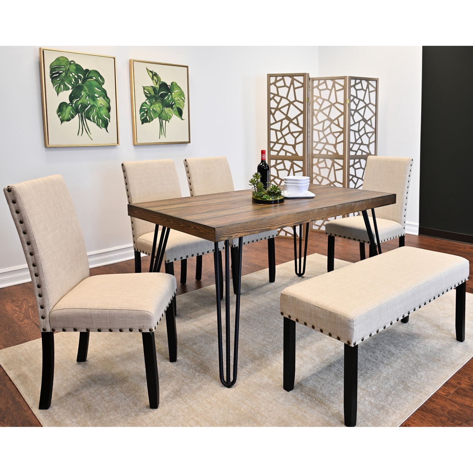 6-seating capacity, rubberwood table - chairs with elegant curves ...