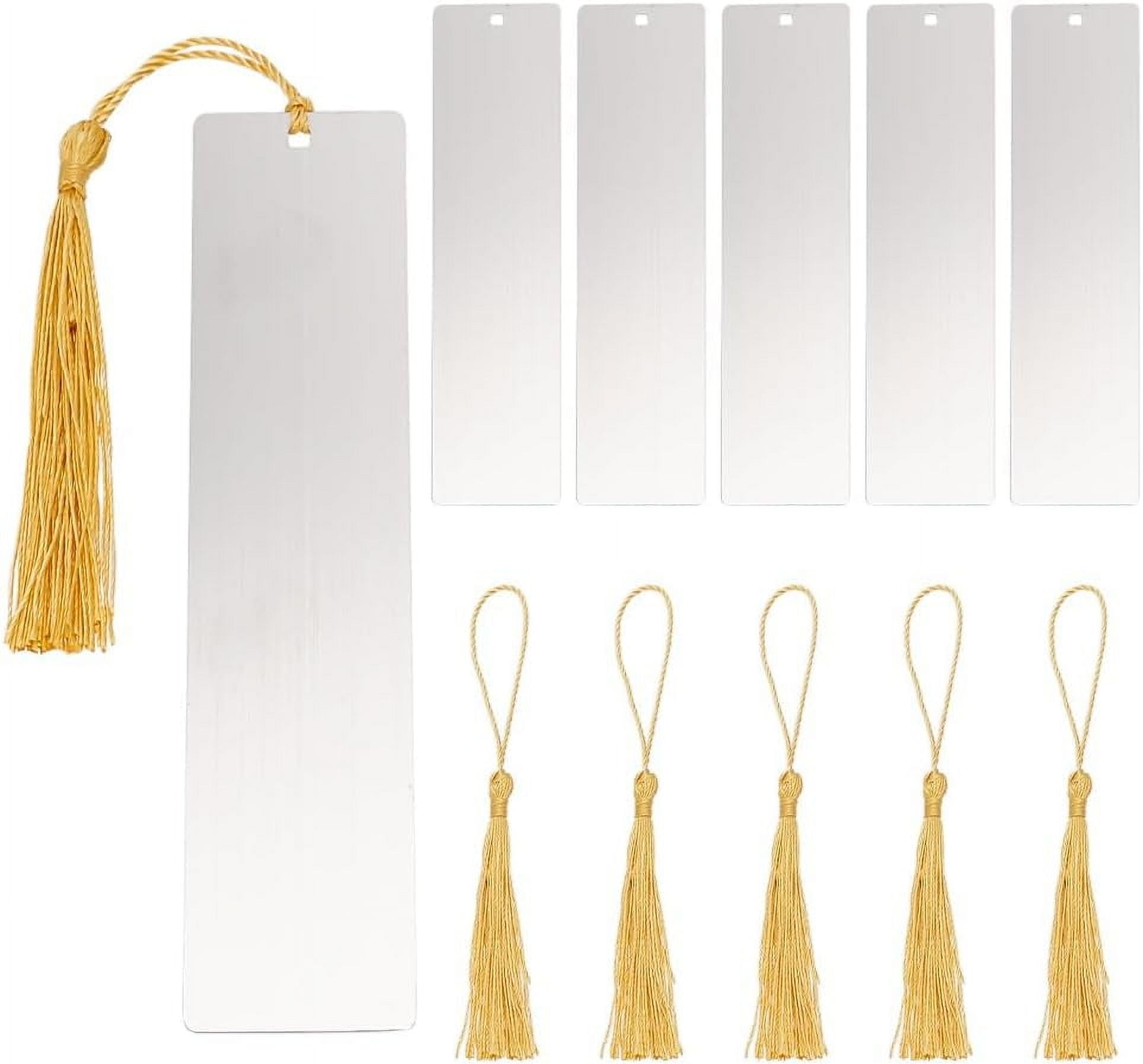 6 set Metal Blank Bookmark with Hole Stainless Steel Rectangle Bookmark ...