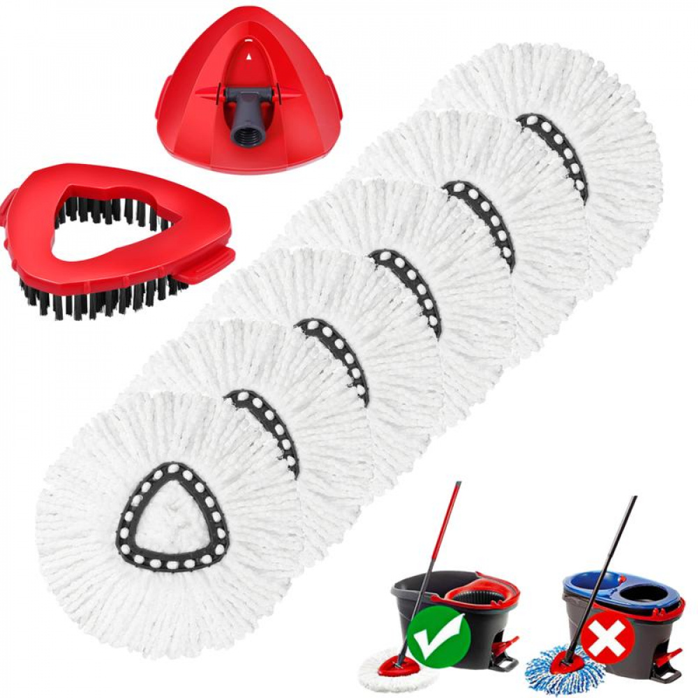 6 sets of reusable mop heads replacement parts, easy-to-rotate water ...