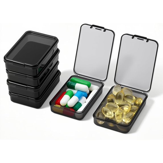 6 small pill boxes, tiny pill boxes, mini transparent plastic storage ...