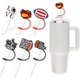 6 soccer straw caps silicone, for thermos birthday party supplies ...