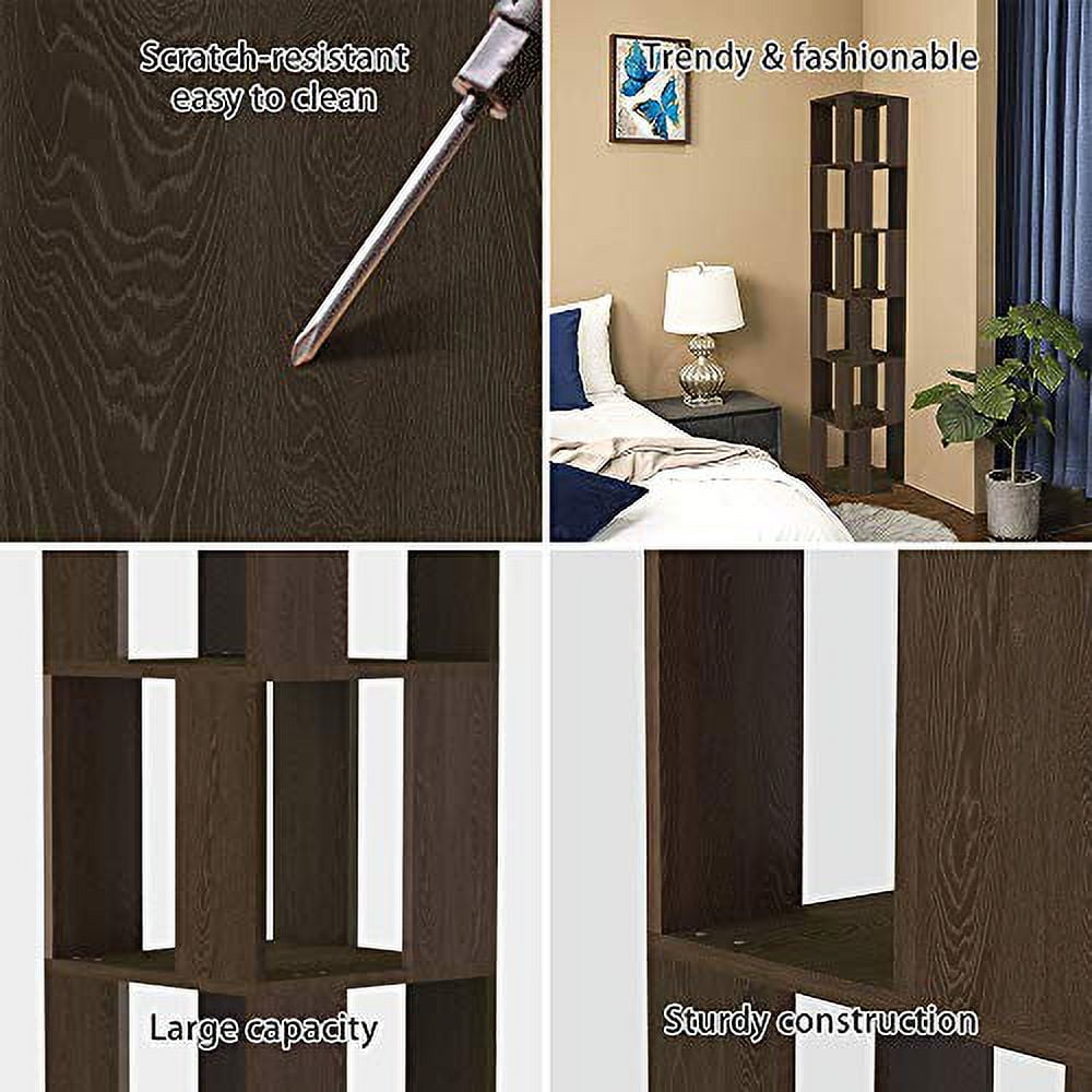 6 tier Rotating Bookshelf, Floor Rack Simple Bookcase Student Multi-Function Creative Bookshelf ...