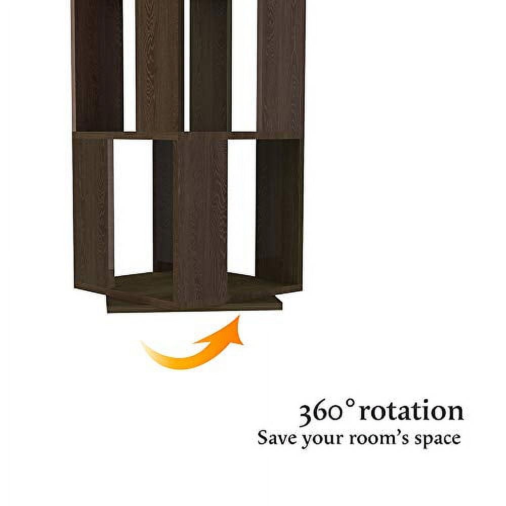 6 tier Rotating Bookshelf, Floor Rack Simple Bookcase Student Multi-Function Creative Bookshelf ...
