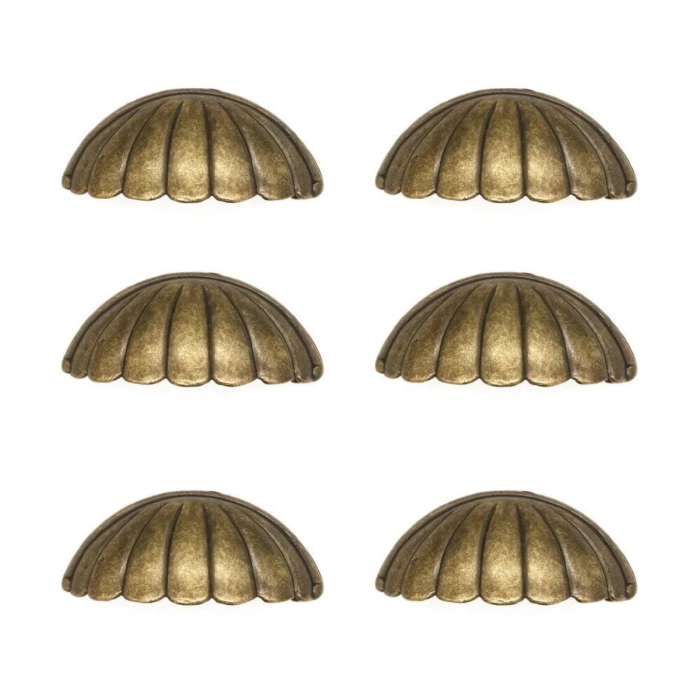6 vintage shell handles, drawer cabinet handles, semi-circular drawer ...
