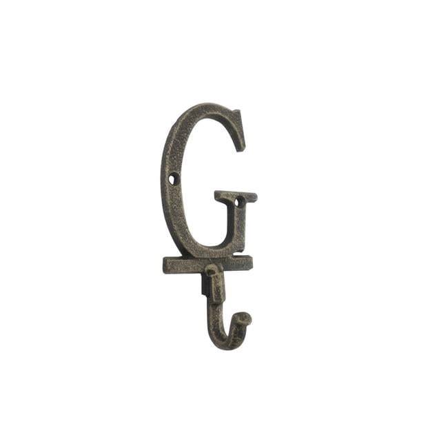 6 x 1 x 3 in. Rustic Gold Cast Iron Letter G Alphabet Wall Hooks ...