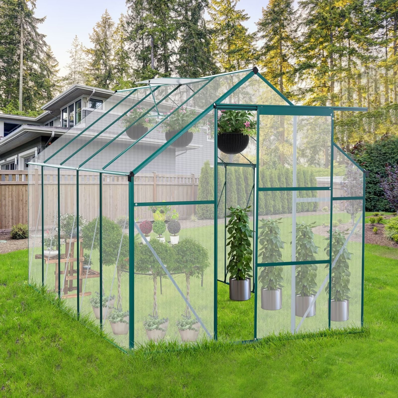 6 x 10FT Large Polycarbonate Greenhouses for Outdoors, Aluminum Heavy ...