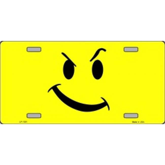 6 x 12 in. Attituide Smiley Face on Yellow License Plate - Walmart.com