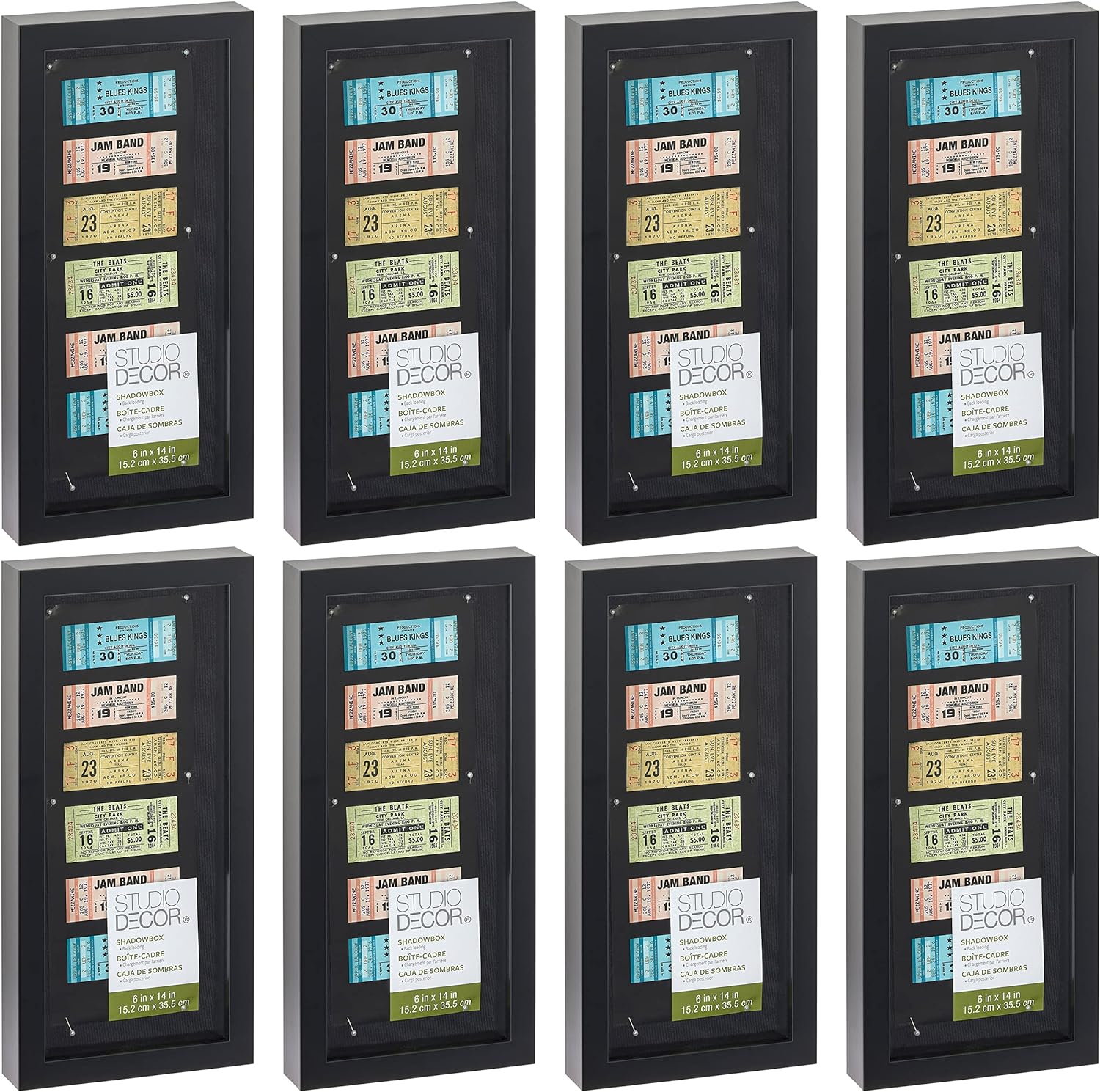 6" x 14" Black Panel Shadow Box by Studio Décor - Memory Box Display ...