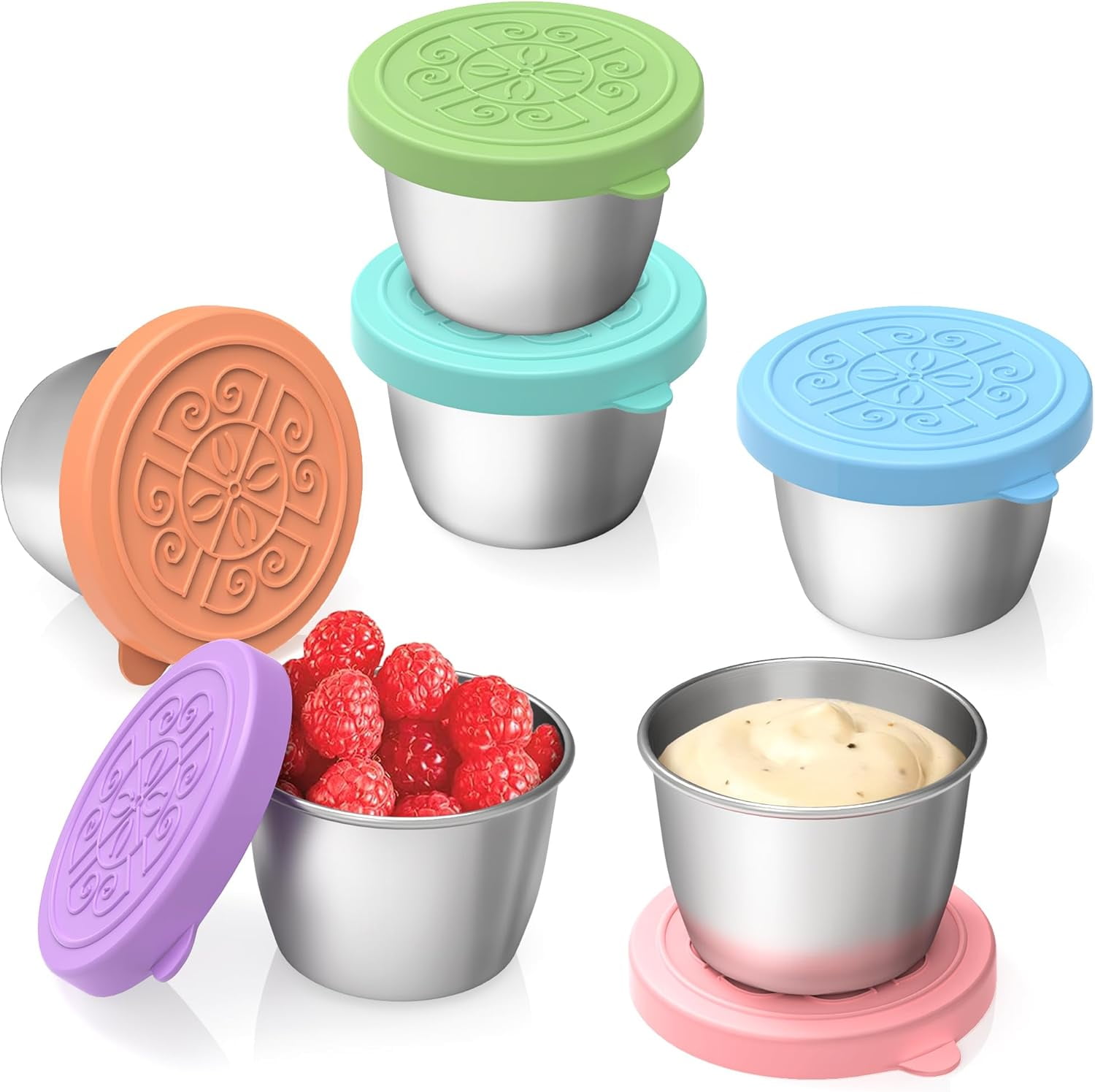 6 x 2.4 Oz Salad Dressing Containers with Leakproof Lids, Reusable ...