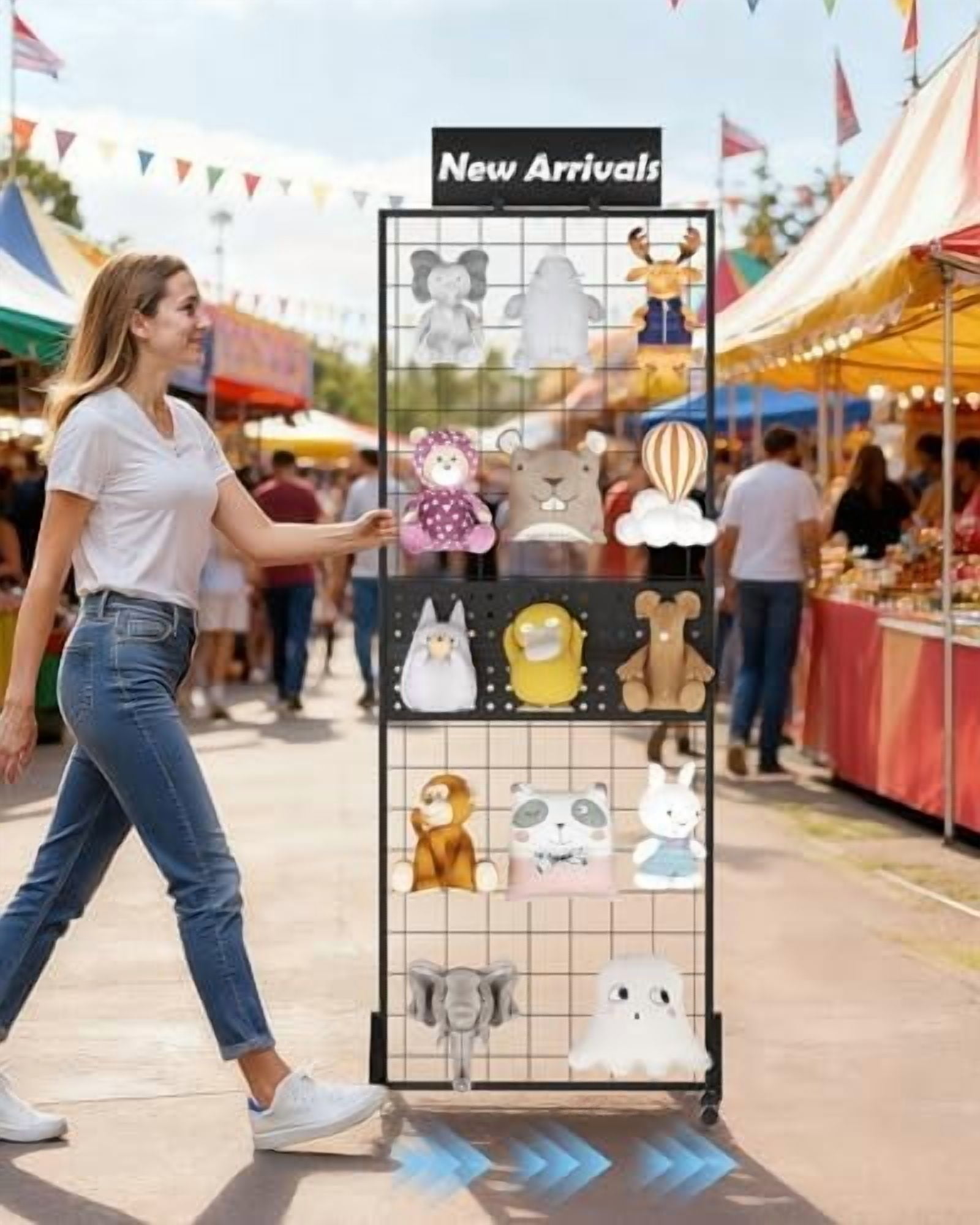 6' x 2' Ft Grid Wall Panel, Pegboard Gridwall Display Stand with Notice ...