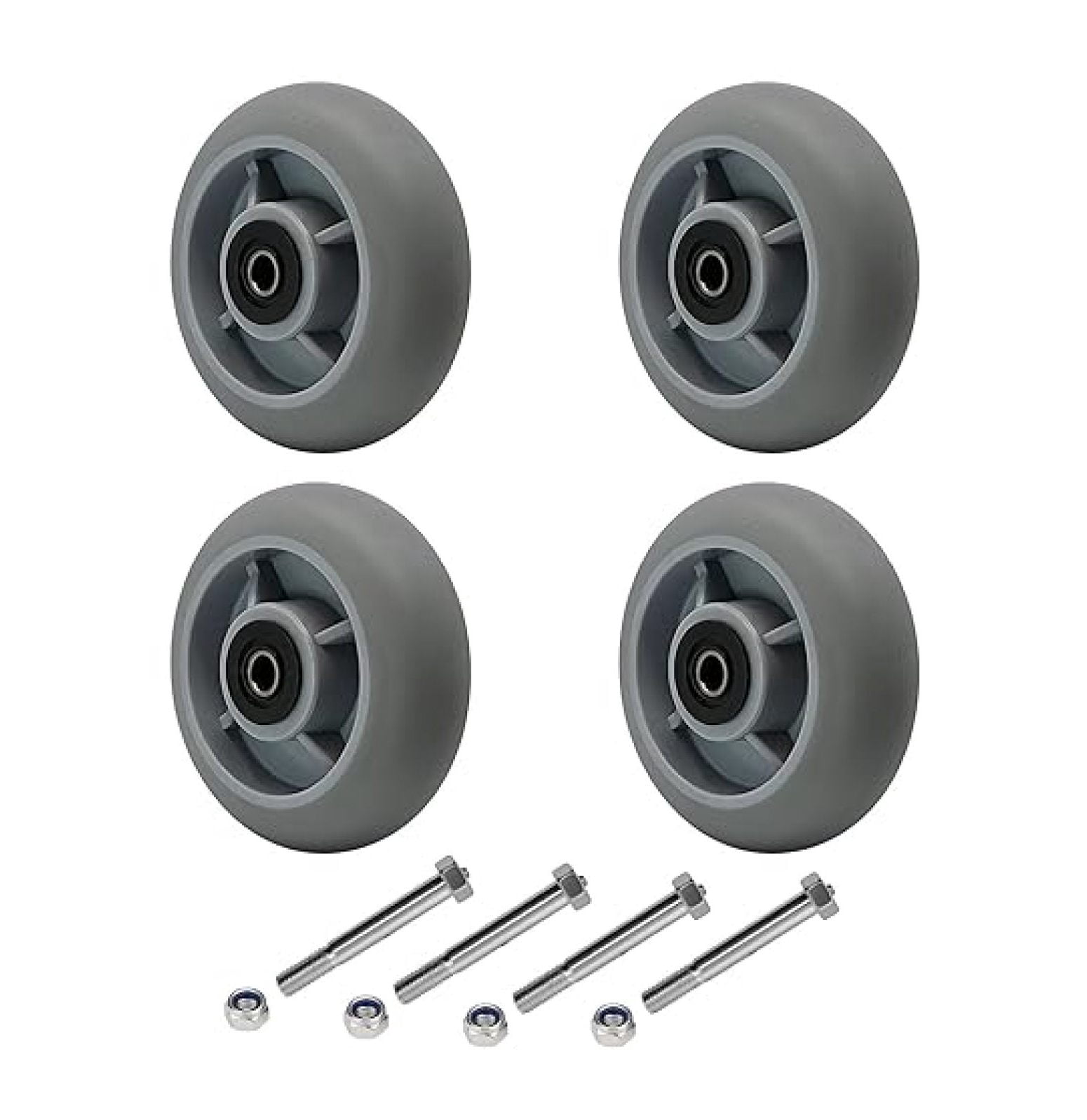 6"x 2" Industrial Casters, Thermoplastic Rubber Wheel (Crowned Tread ...