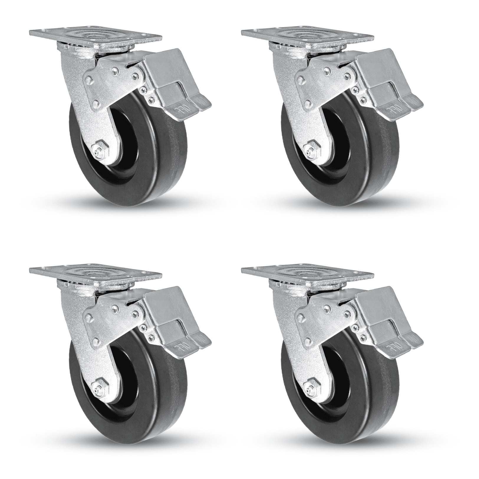 6" x 2" Phenolic Total Lock Caster Set - Heavy-Duty 3,600 lbs ...