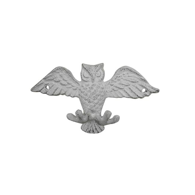 6 x 2 x 3.5 in. Whitewashed Cast Iron Flying Owl Decorative Metal ...