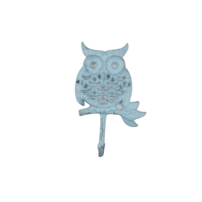 6 x 2 x 5 in. Rustic Light Blue Cast Iron Owl Hooks - Walmart.com