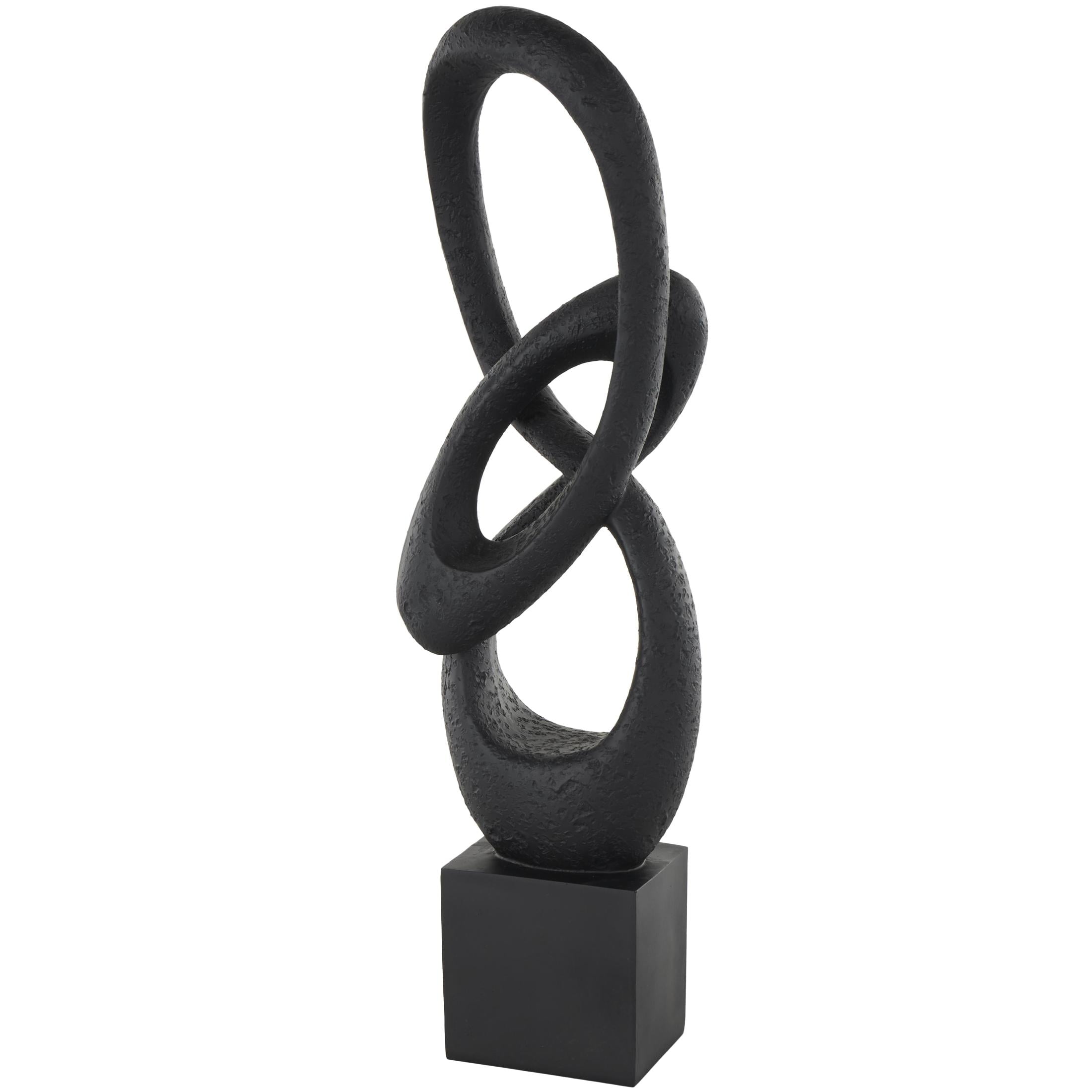 DecMode Black Polystone Intertwined Loop Abstract Sculpture - Walmart.com