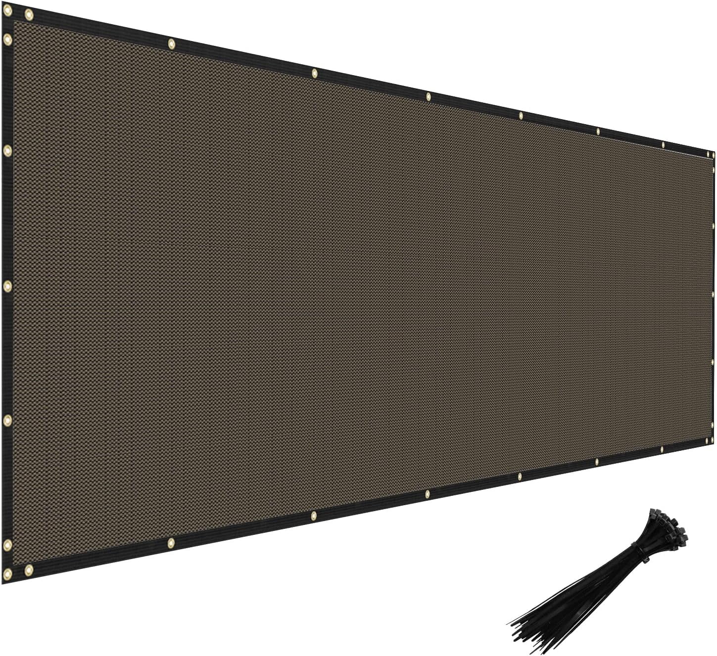 6' x 25' Privacy Fence Screen in Brown for Chain Link Fence W/ Brass ...