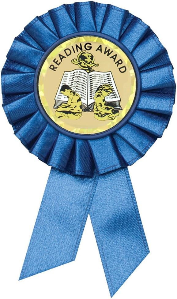 6 x 3-1/2 Inch Blue Rosette Ribbon Award with 2 Inch Mylar Insert Card ...