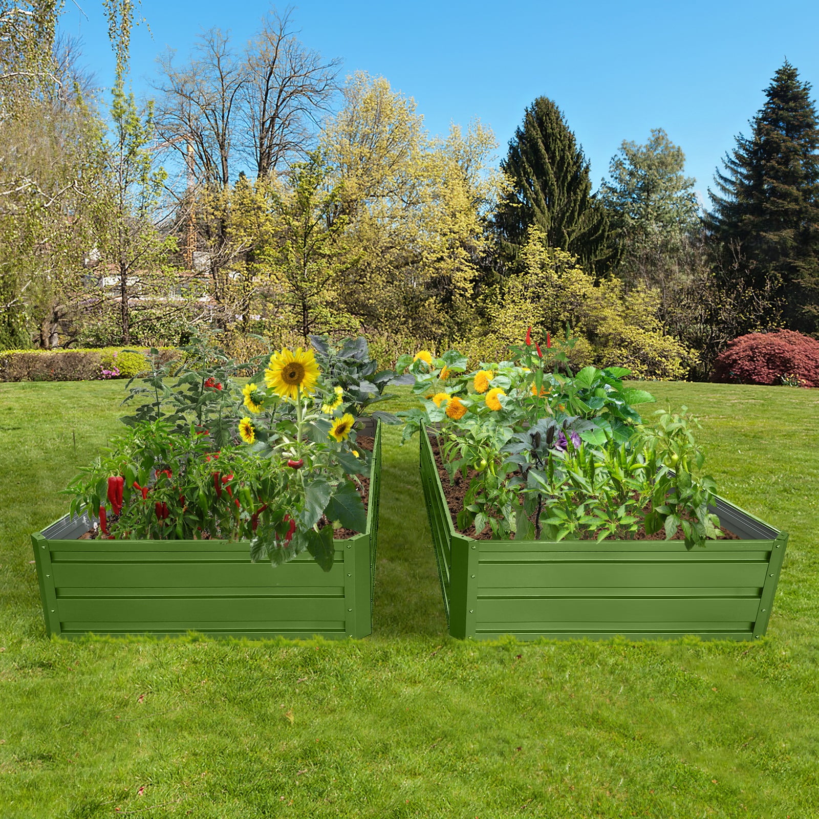 6 x 3 x 1 ft (2 pack) Metal Garden Bed,Outdoor Planter Box Metal Patio ...
