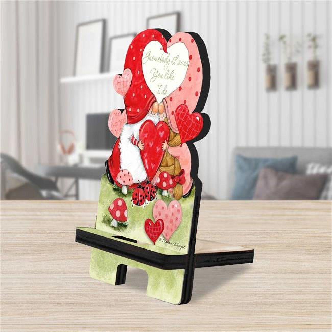 6 x 3 x 3 in. Gnome Buddy Love Cell Phone Stand Family Decor with Wood ...
