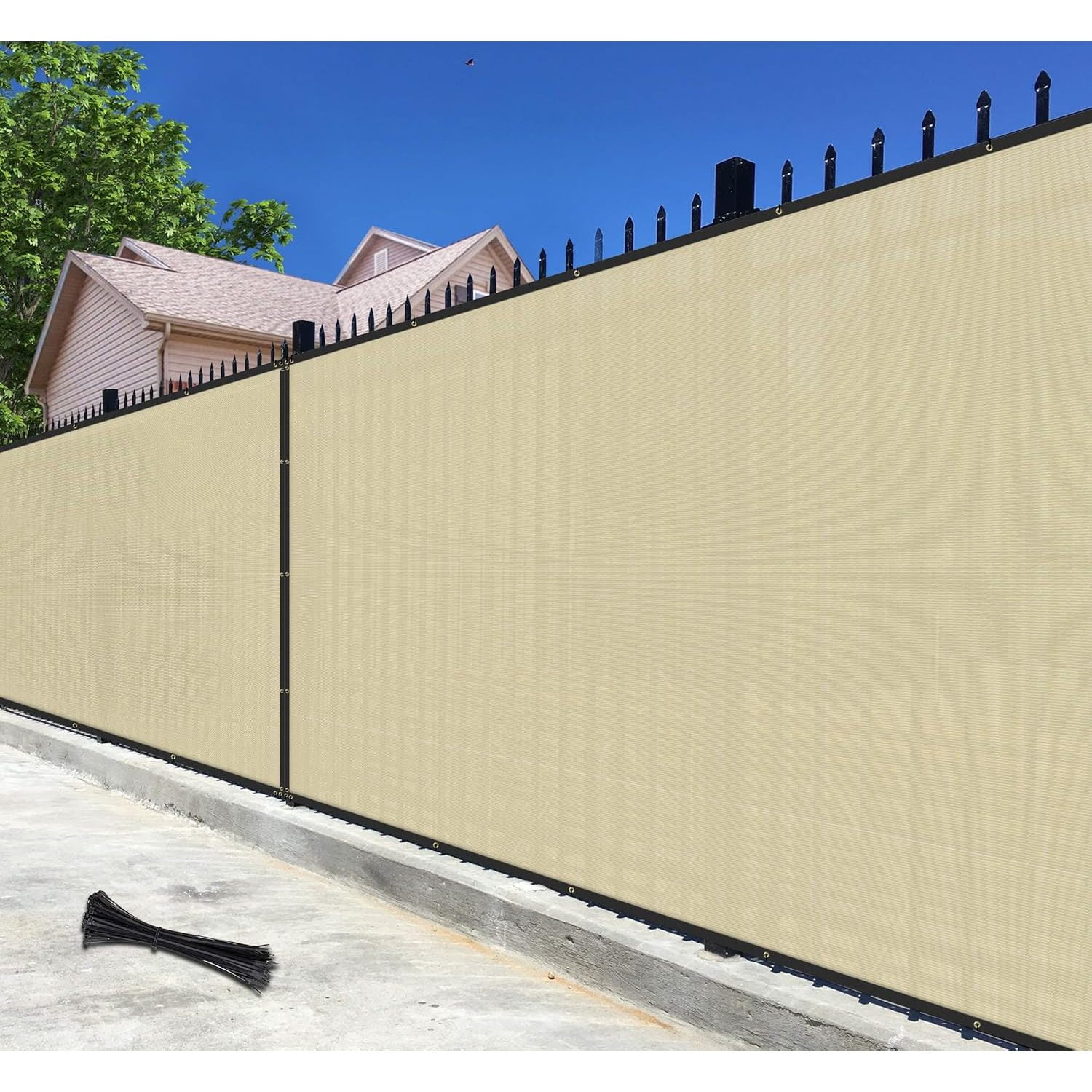 6' x 30' Beige Privacy Fence Screen Net Fencing 95% Privacy Blockage ...