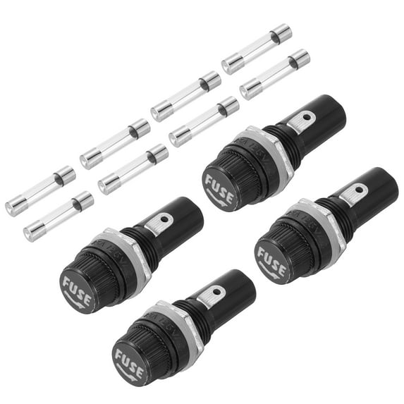 6 x 30mm Panel Mount Fuse Holder, 250V AC 10A 125V AC 15A Screw Cap ...