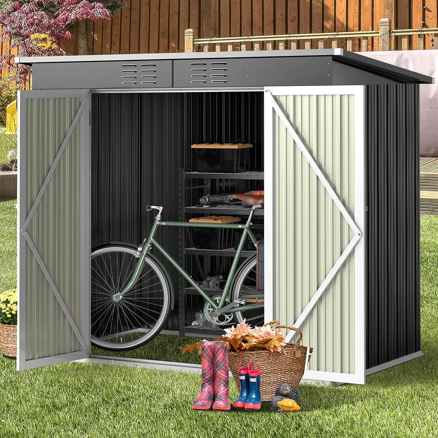 6' x 4' Outdoor Storage Shed Clearance, Metal Outdoor Storage Cabinet ...