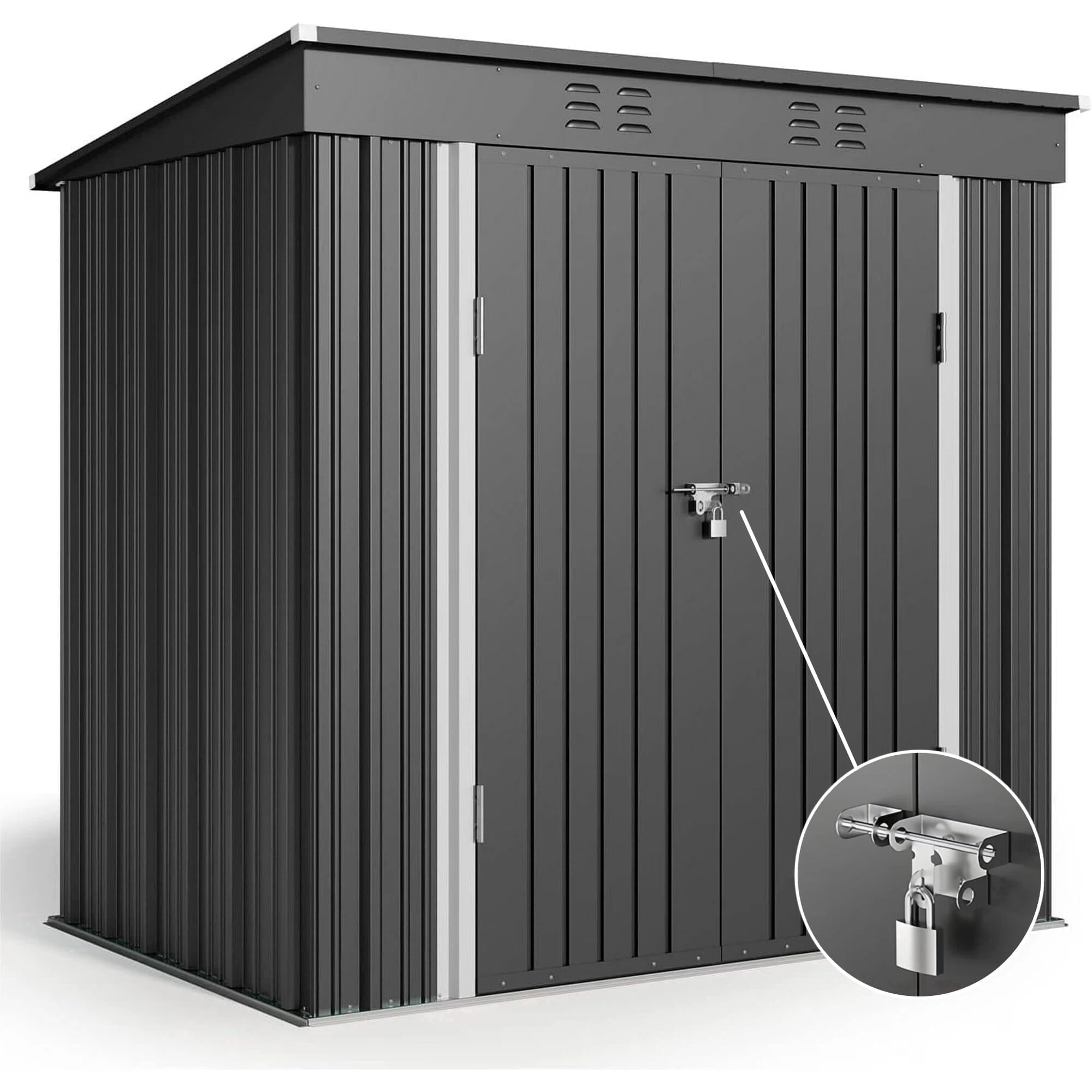 Lofka 6'x4' Outdoor Storage Shed, Small Garden Shed, Steel, Lockable ...