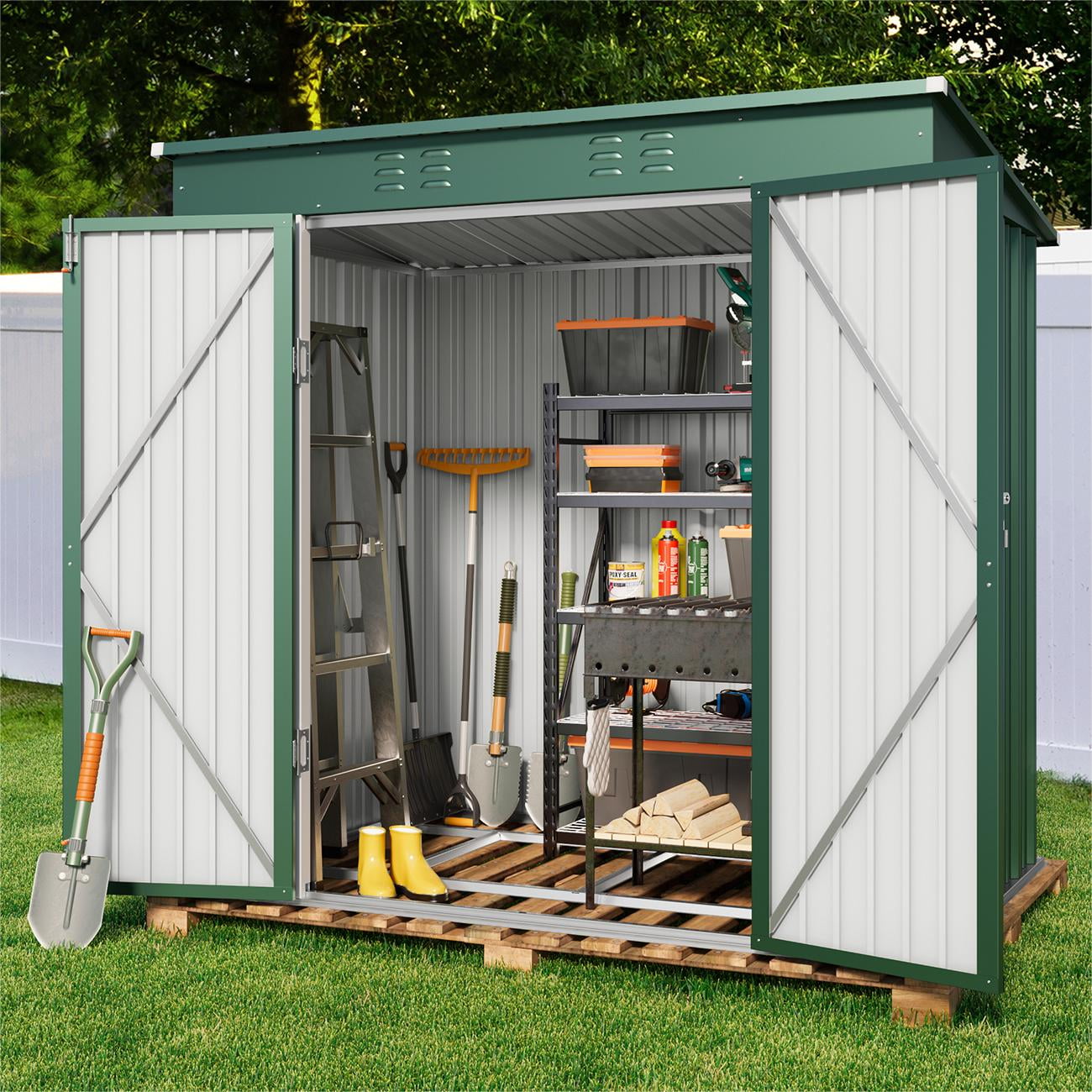 Lofka 6' x 4' PreBuilt Outdoor Building, Weather-Resistant Metal ...