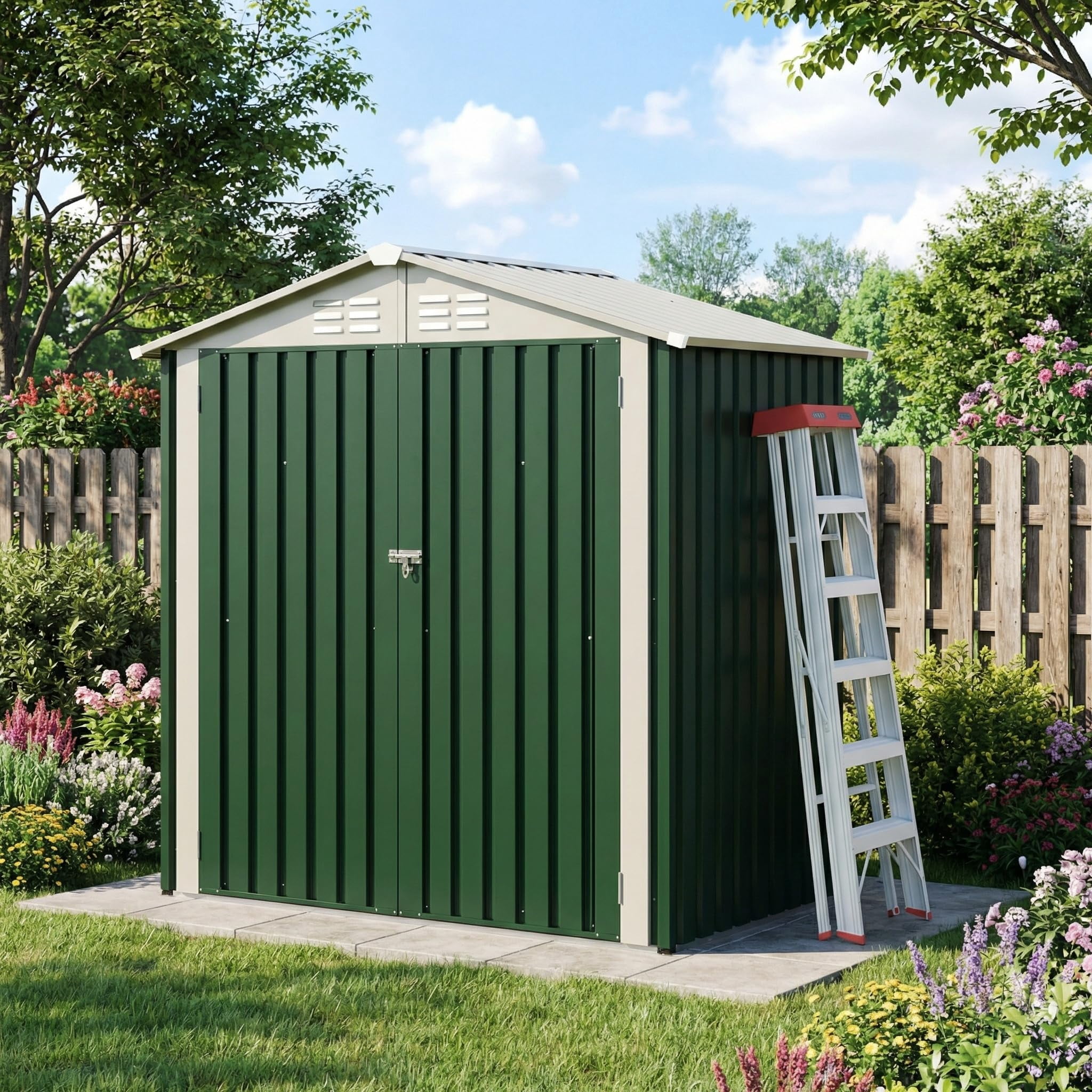 6 x 4 ft Galvanized Steel Outdoor Storage Shed with Clear Window, Tall ...