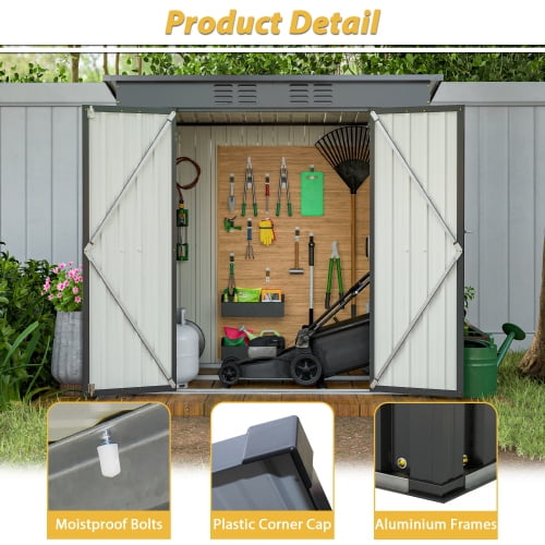 6 x 4 ft Outdoor Storage Shed, All Weather Tool Shed for Garden ...